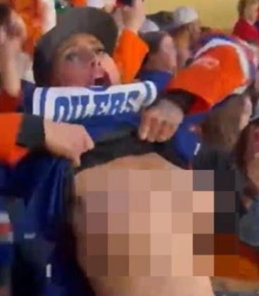 Edmonton Oilers Fan Who Went Viral After Flashing the Crowd Identified ...