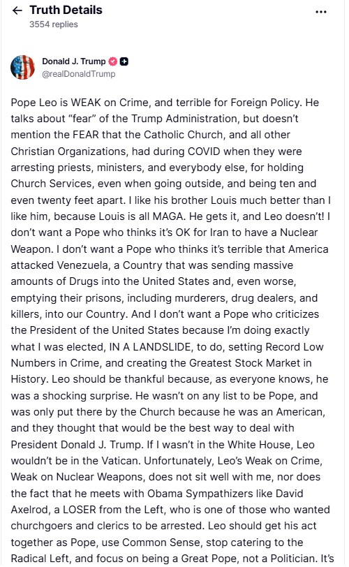 Trump vs Pope Leo XIV: Open Clash Erupts Over Iran War, Crime,...