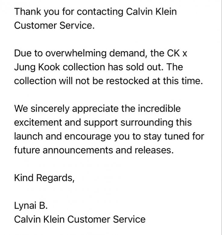 BTS Star Jungkook's New Calvin Klein Collection Sells Out Fast, Brand ...